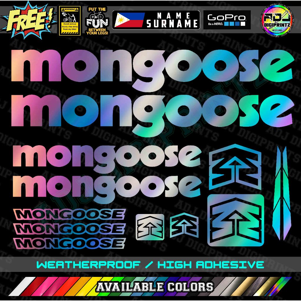 MONGOOSE Bike Frame Set Decals Stickers MTB SPECIAL COLOR VINYL ...