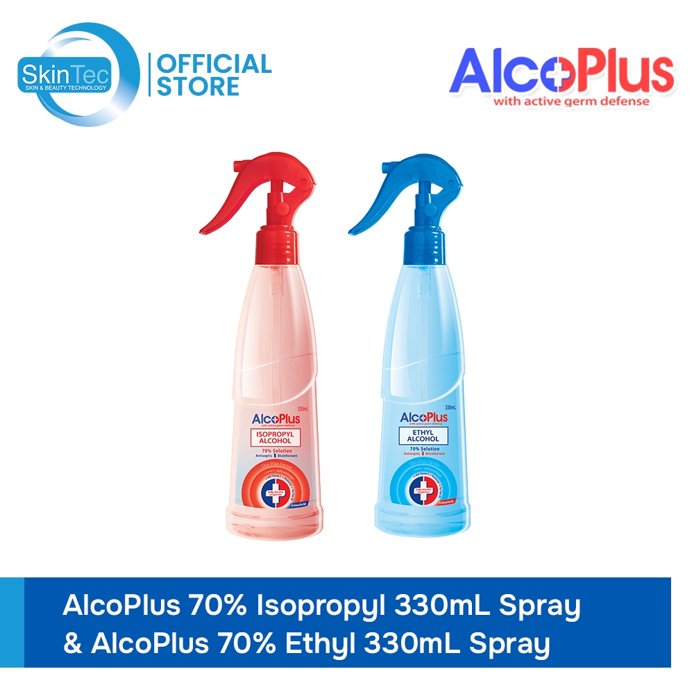 Alcoplus Red 70% Isopropyl Alcohol Spray (330ml) + Alcoplus Blue 70% ...