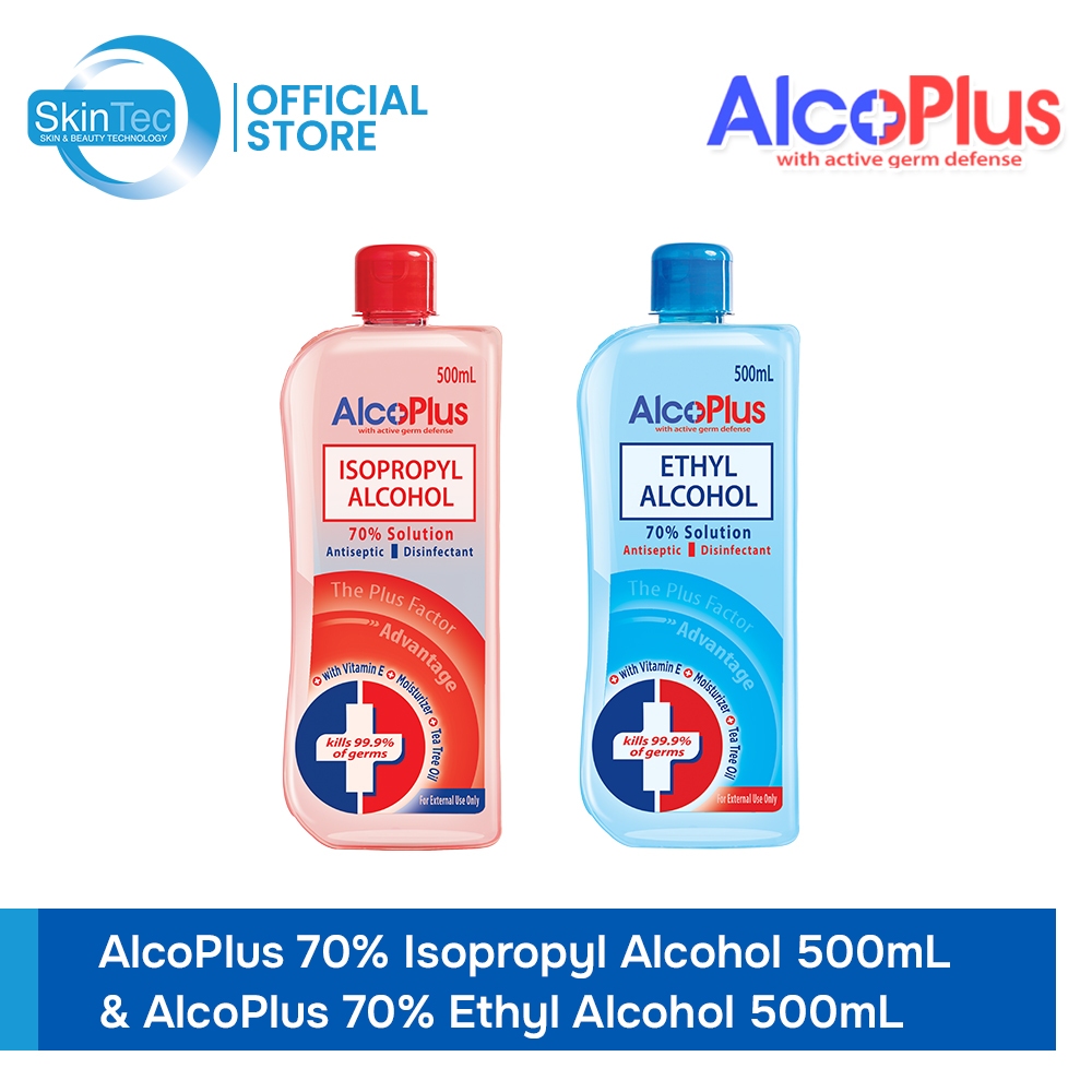 AlcoPlus Red 70% Isopropyl Alcohol (500ml) + Alcoplus Blue 70% Ethyl ...