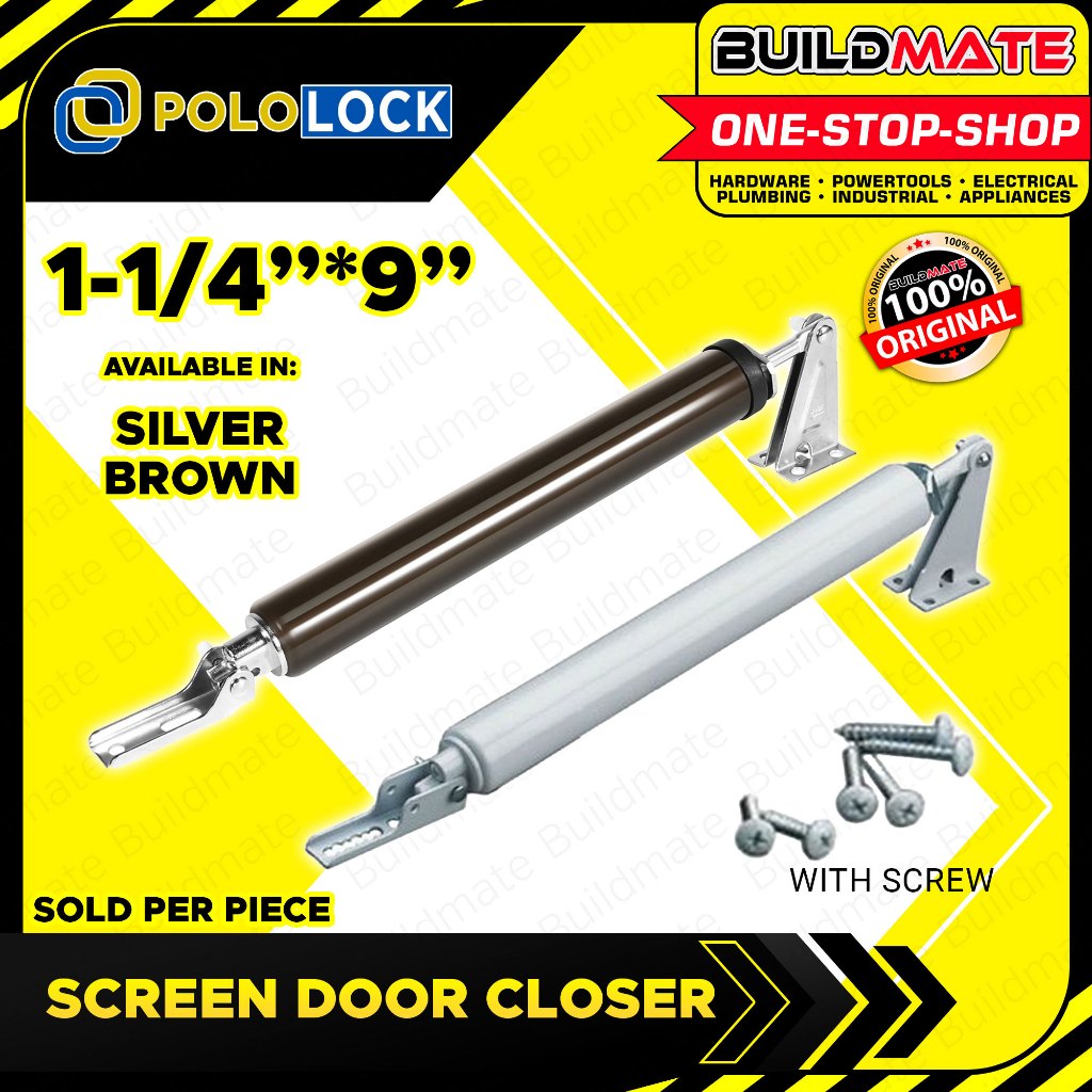 BUILDMATE Pololock Pneumatic Screen Door Closer Silver / Brown Tube ...