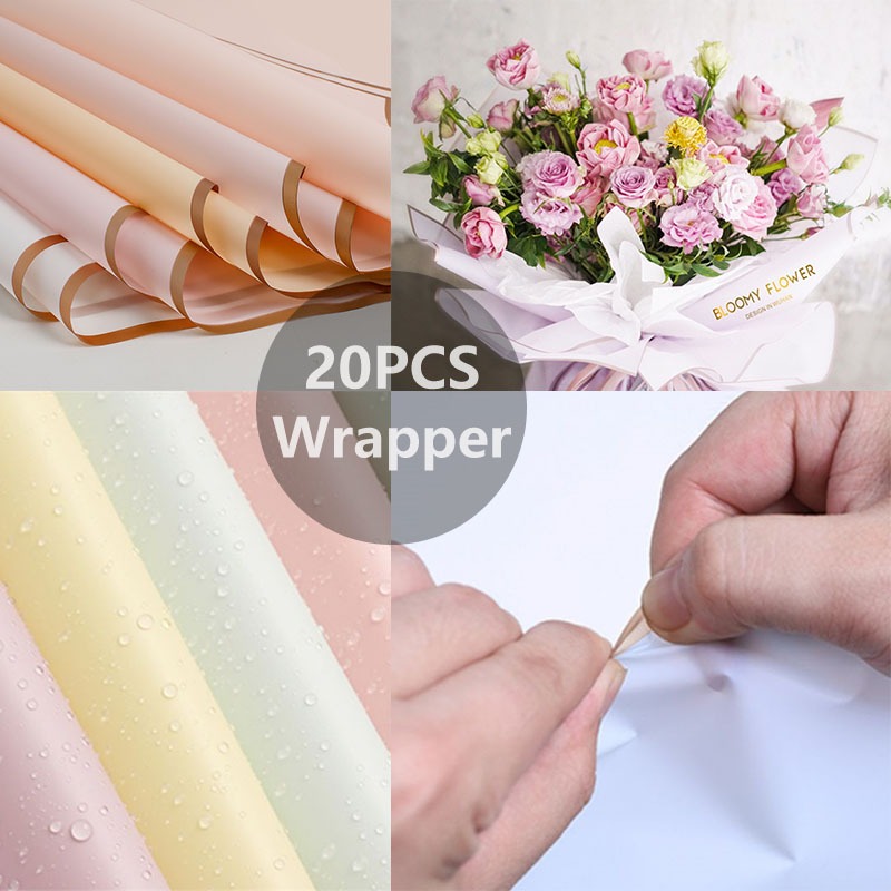 20pcs Flower Wrapping Paper Gold Border Jelly Color Packaging Paper ...