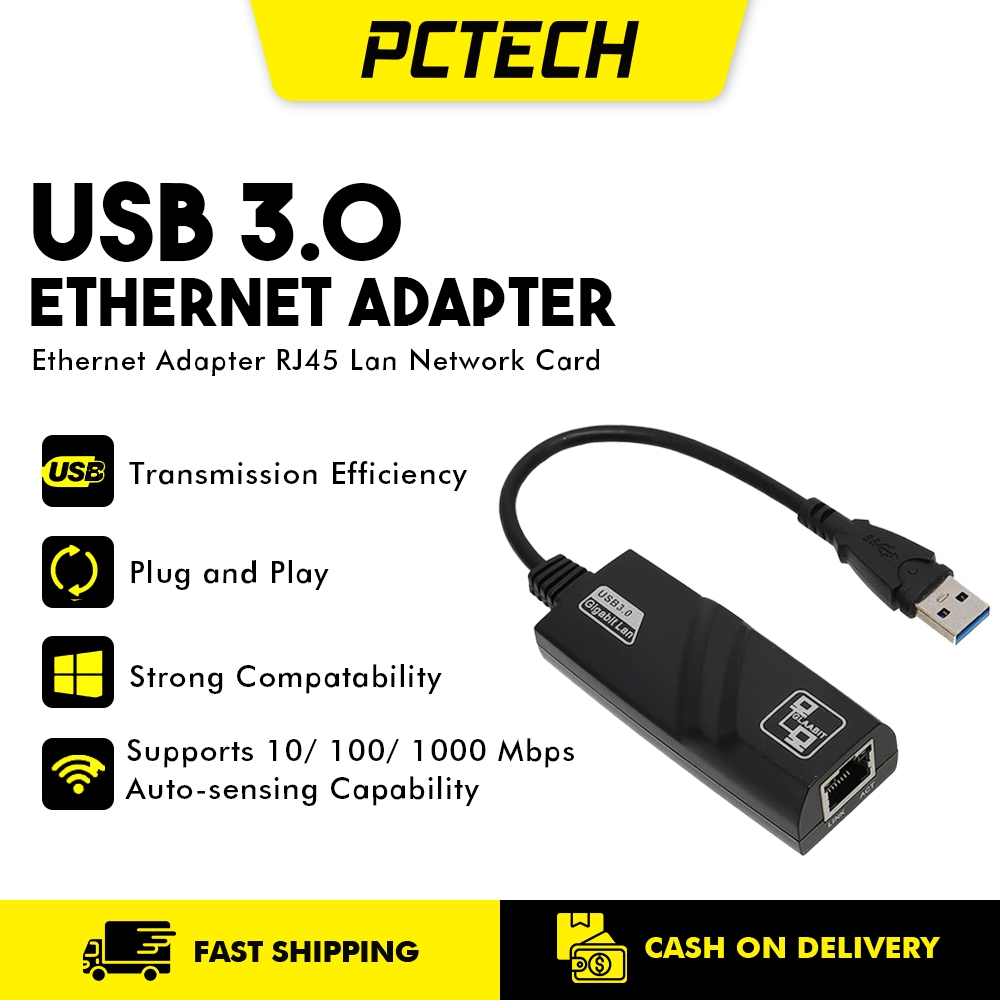 Popcorn USB 3.0 Ethernet Adapter Rj45 Lan Network Card Gigabit Internet ...