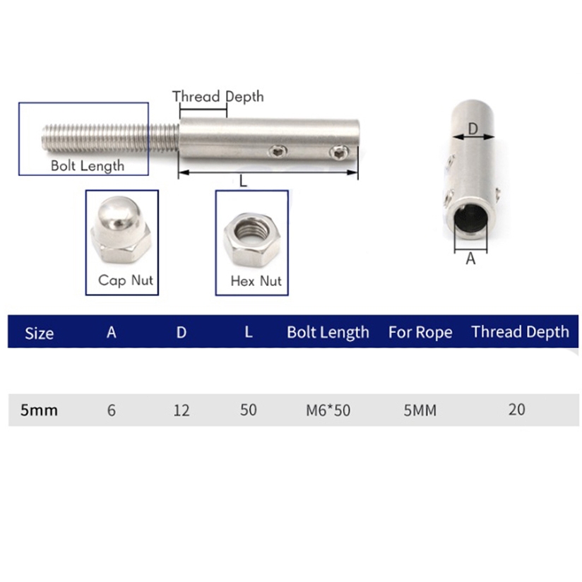 3/4/5/6 mm Cable Railing Wire rope Joint Wire Rope Joint Lock Buckle ...