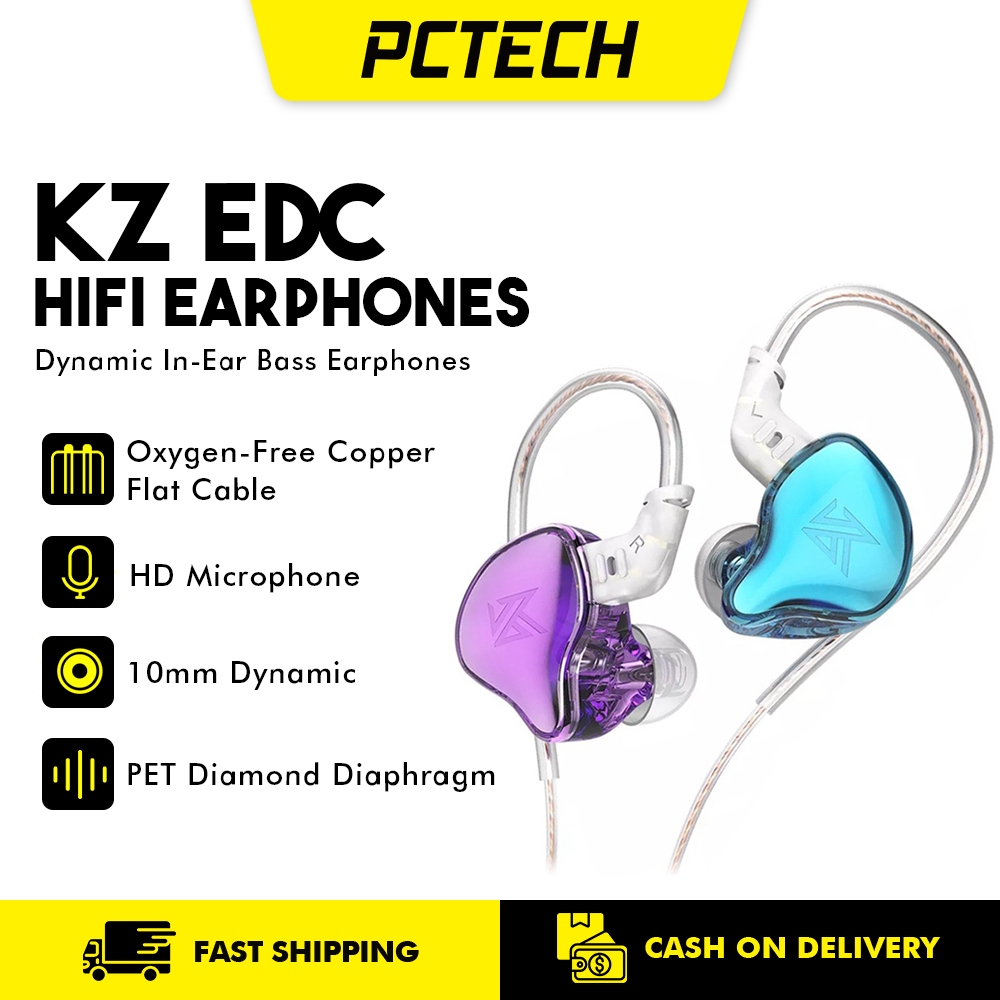 KZ Edc Dynamic In-Ear Bass Earphones Hi-Fi DJ Sports Headset Wired ...