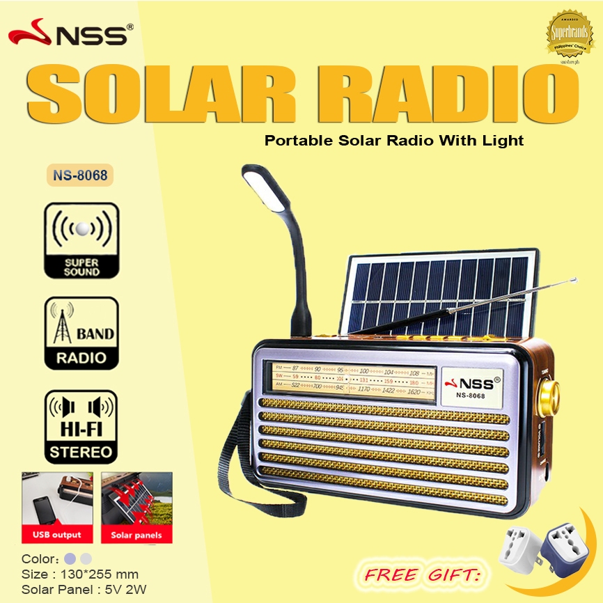 NSS Solar Radio FM/AM/SW 3 Band Emergency Radio with LED Light and USB ...