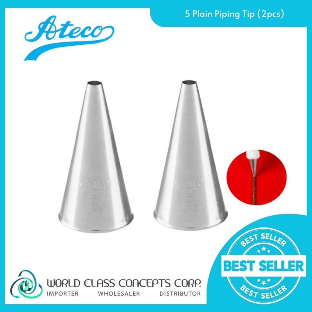 Ateco 5 Plain Piping Tip Stainless Steel icing Tip ( Set of 2 ...