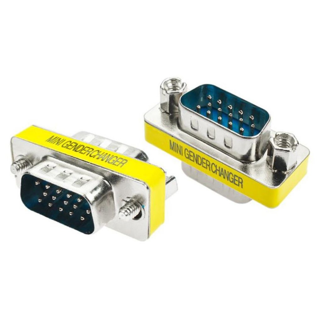 15-Pin VGA SVGA HD15 Male to Male Gender Changer Coupler Adapter ...