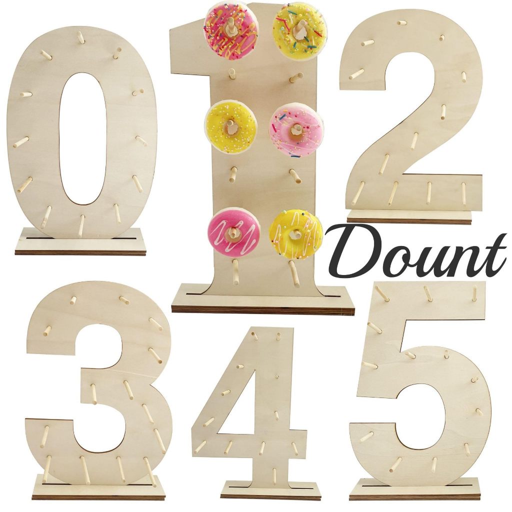 DIY Wooden Number Donuts Candy Sweets Doughnut Rack for Party Wedding ...