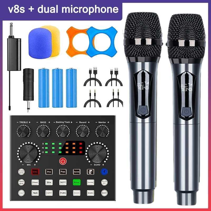 KOORFLY V8S Sound Card Bluetooth Studio Mixer Singing Recording Live ...