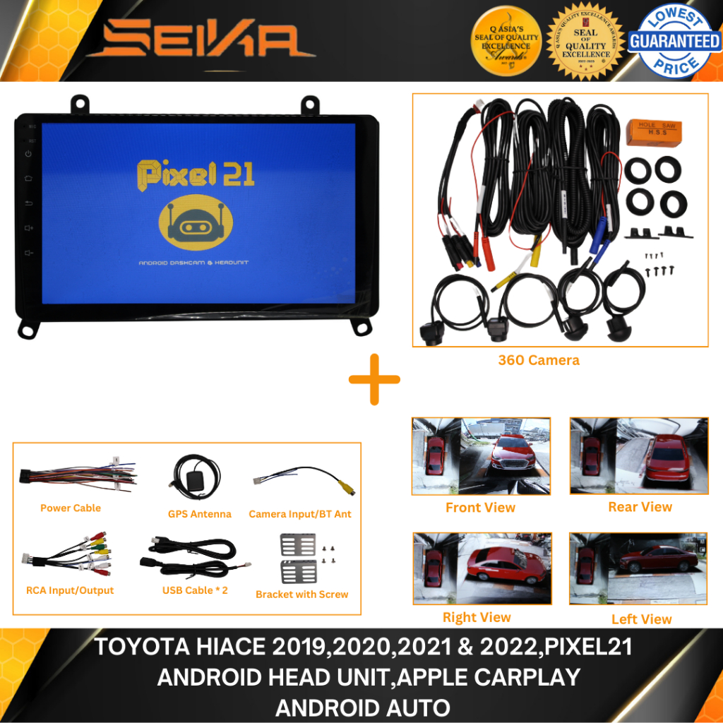 Toyota Hiace 2019,2020,2021 & 2022,Pixel21 Android Head Unit ,Apple ...