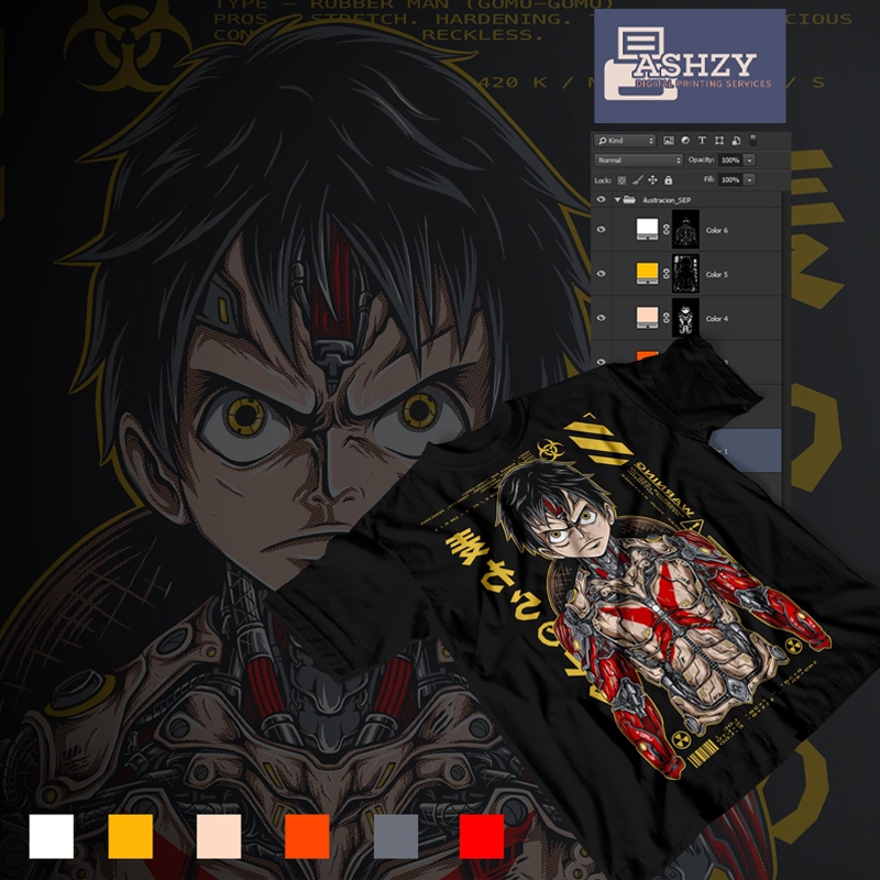 One Piece Mecha Edition LUFFY, EUSTASS, TRAFALGAR DTF Print A4 Size 100 ...