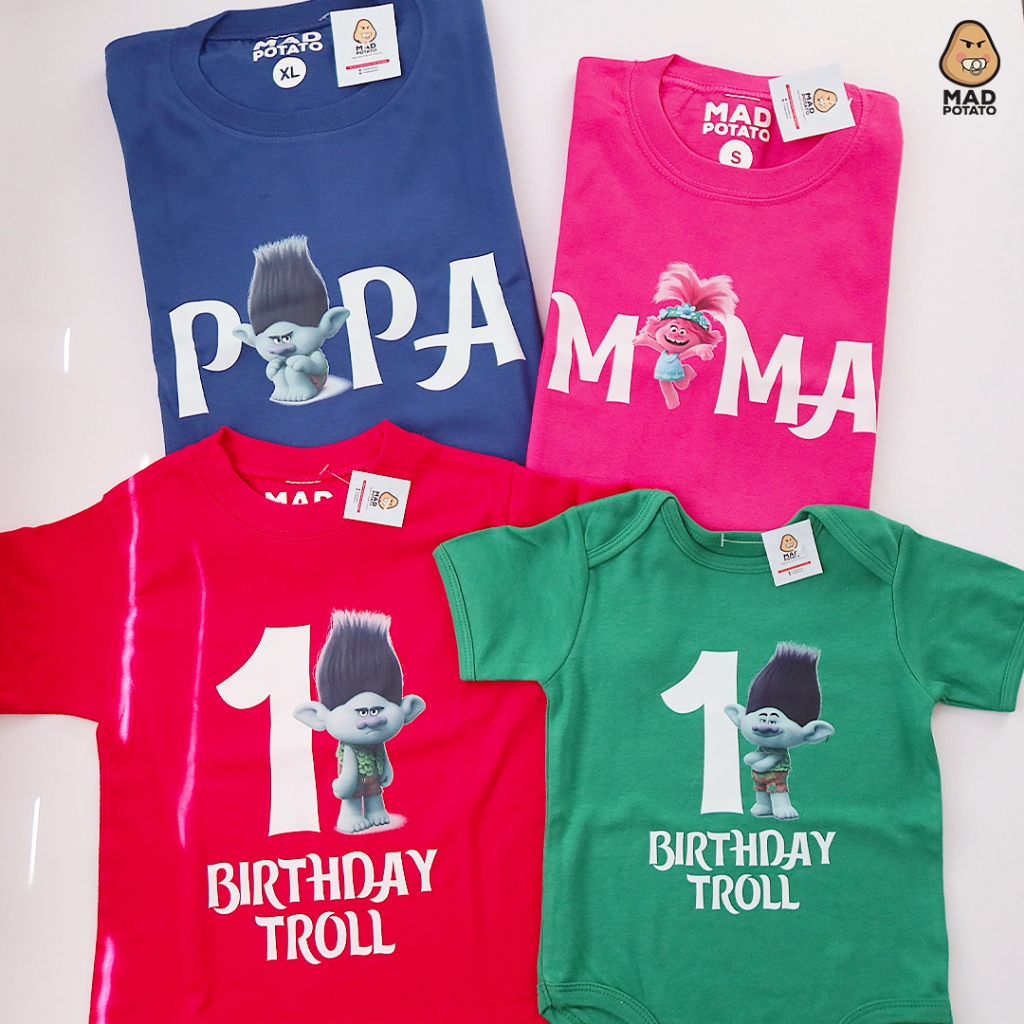 MAD POTATO BIRTHDAY TROLL MAMA PAPA Family Terno Matching Shirts Family ...