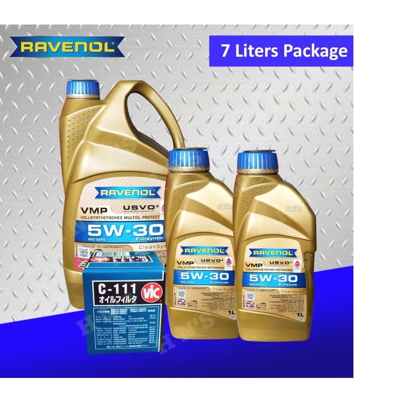 RAVENOL VMP Fully Synthetic 5W-30 Oil Change Bundle for Toyota Fortuner ...