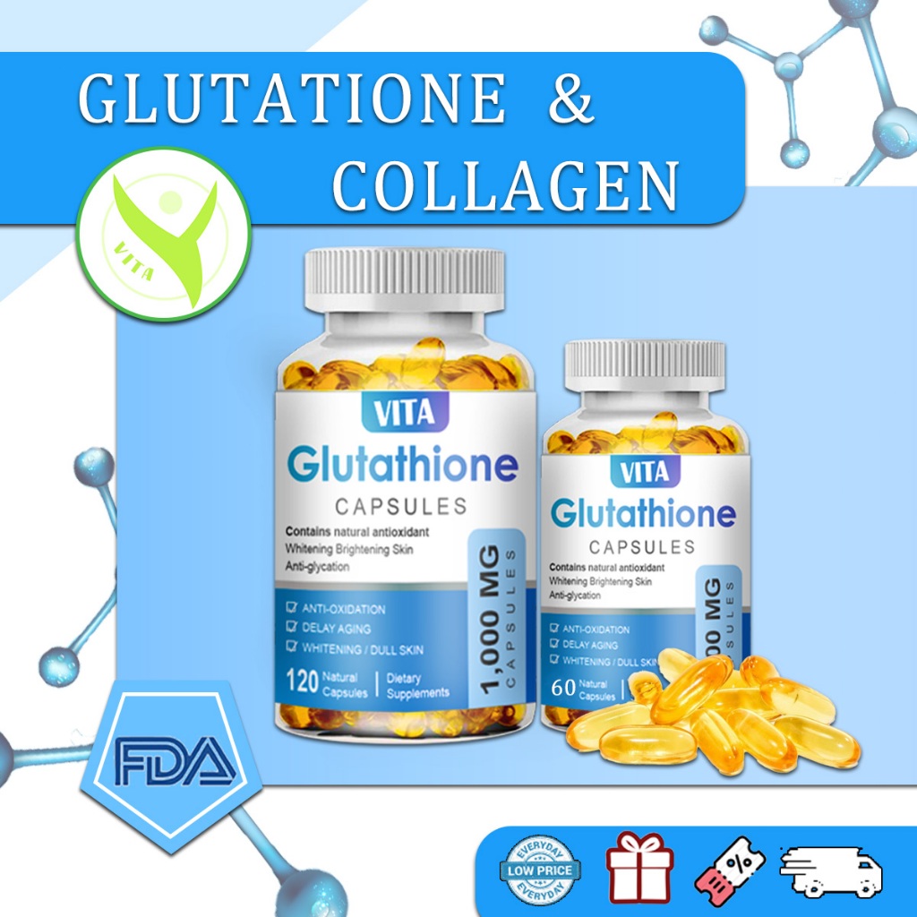VITA 120 PCS Glutathione & Collagen Capsules for skin whitening ...