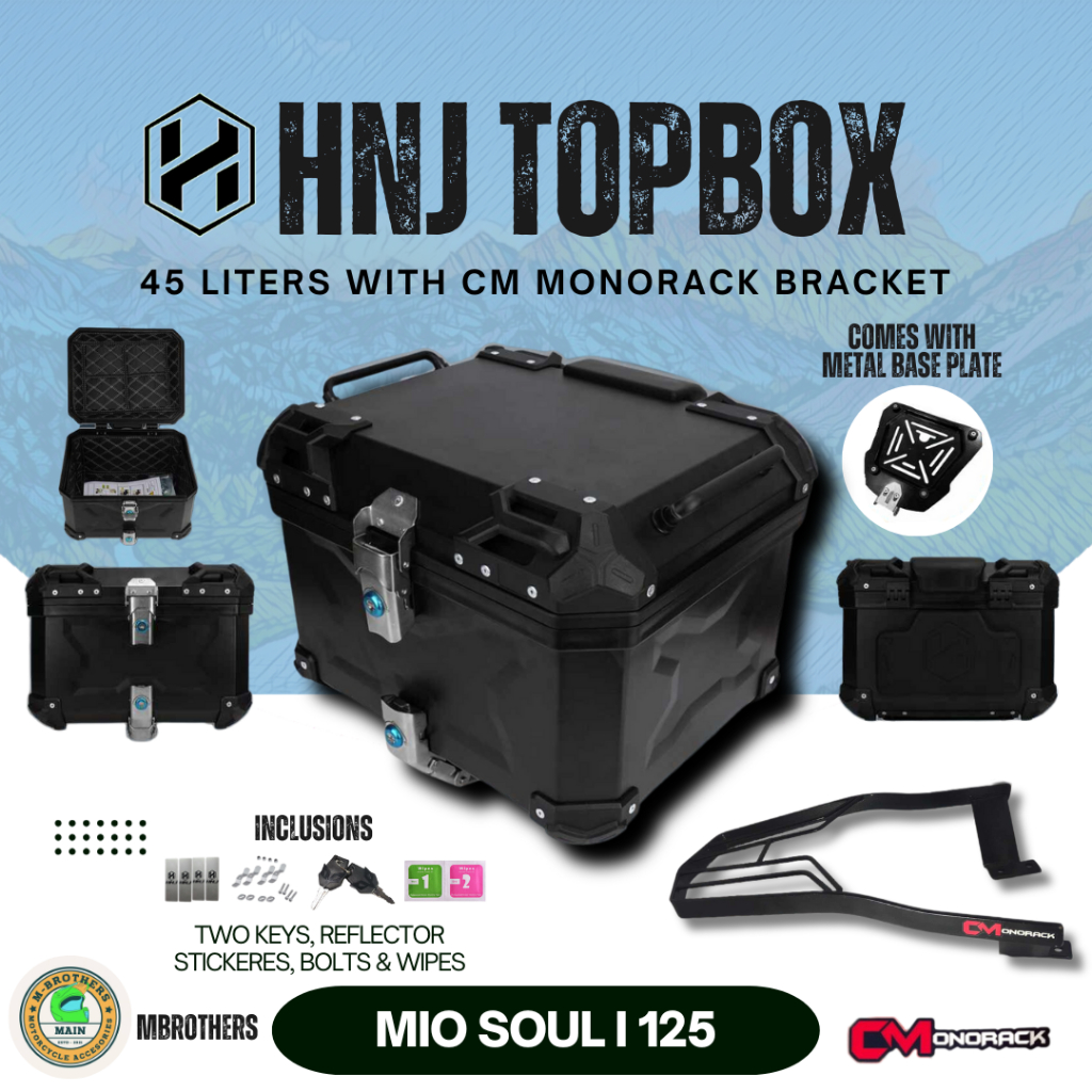 Set for Single & Dual Lock HNJ 45 Liters Hard Plastic Top Box With CM ...