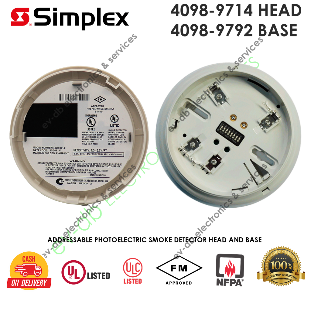 Simplex Addressable Photoelectric Smoke Detector Head 4098 - 9714 ...