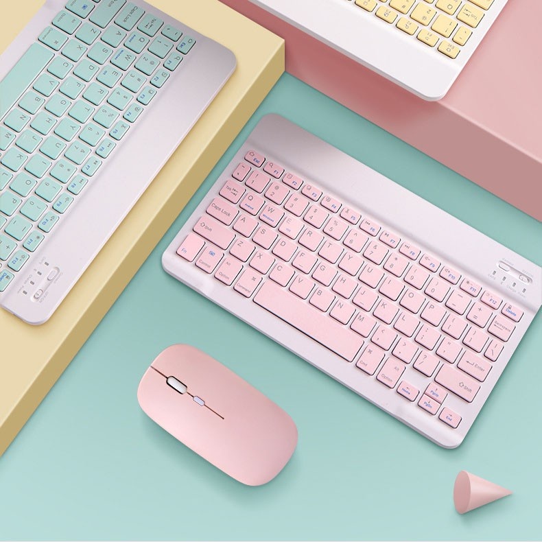 Wireless Keyboard and Mouse 10 inch Macaron Colors for Phone Laptop ...