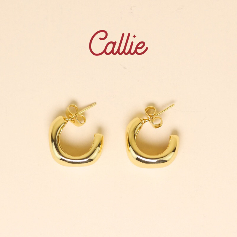 Callie Chunky Collection 14k Gold Plated Trina Chunky Square Hoop Stud ...