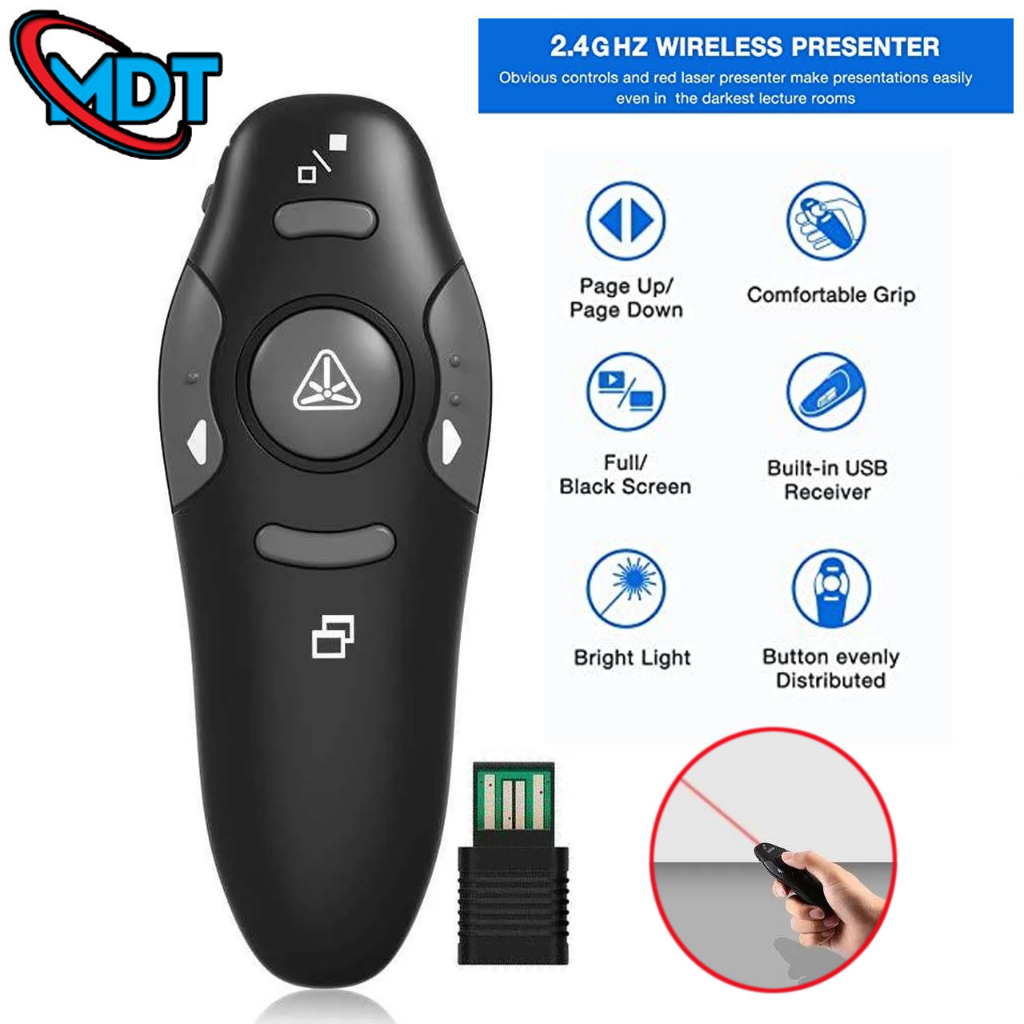 USB 2.4GHz Wireless PPT PowerPoint Presenter Pointer Clicker Laser ...