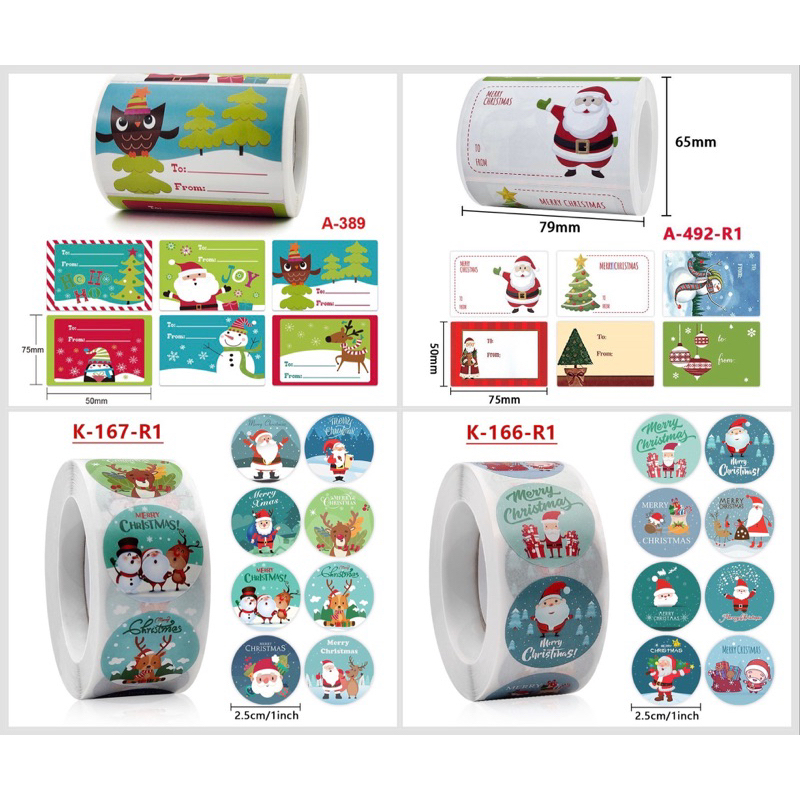 CHRISTMAS HOLIDAY STICKER GIFT LABEL ROLLS FOR WRAPPING | MERRY XMAS ...