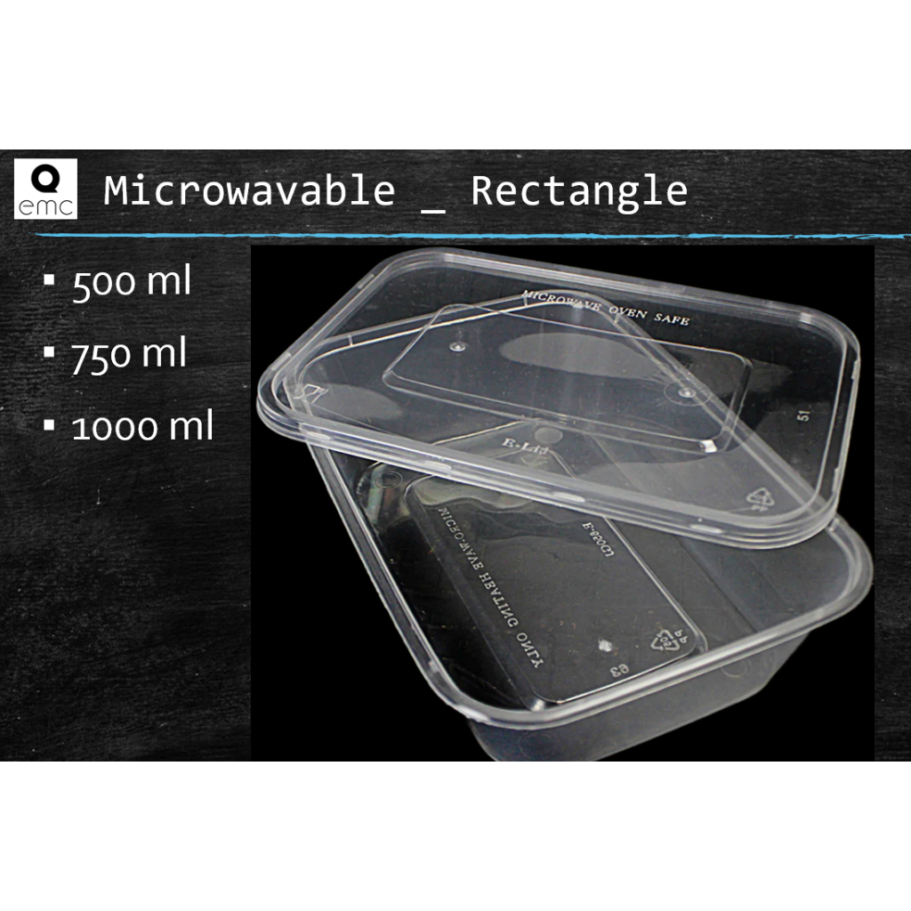 [10pcs] Rectangle Microwavable Food Container (500ml, 750ml, 1000ml ...