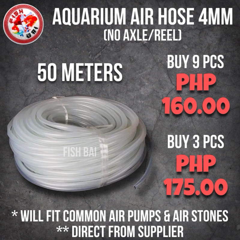 Aquarium Air Hose 4mm (50 Meter Roll) | for Commmon Air Pump & Air Stones | Fish Bai | Silicon ...