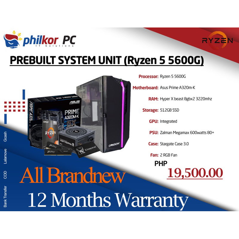 Prebuilt system unit (Ryzen 5 5600G) | Shopee Philippines