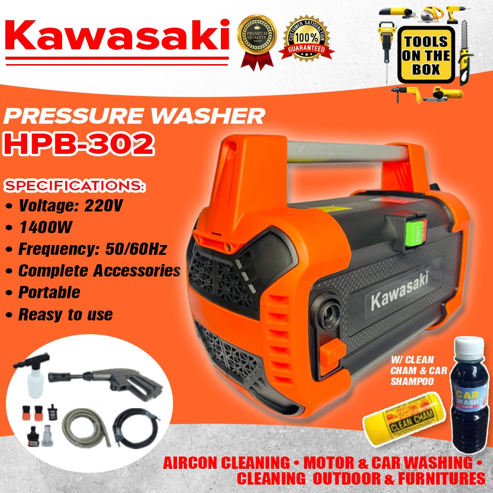 Kawasaki Pressure Washer HPB 302 with FREE CHAMOIS and Car Shampoo ...