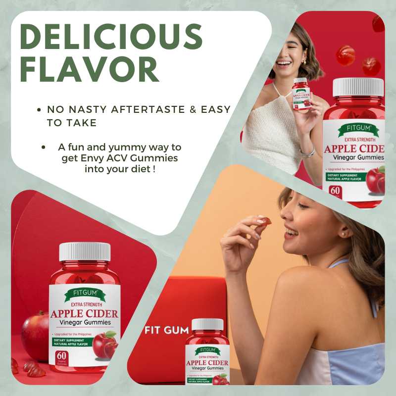 (Available) FITGUM Apple Cider Vinegar Gummies Collagen 100% Pure Vegan ...