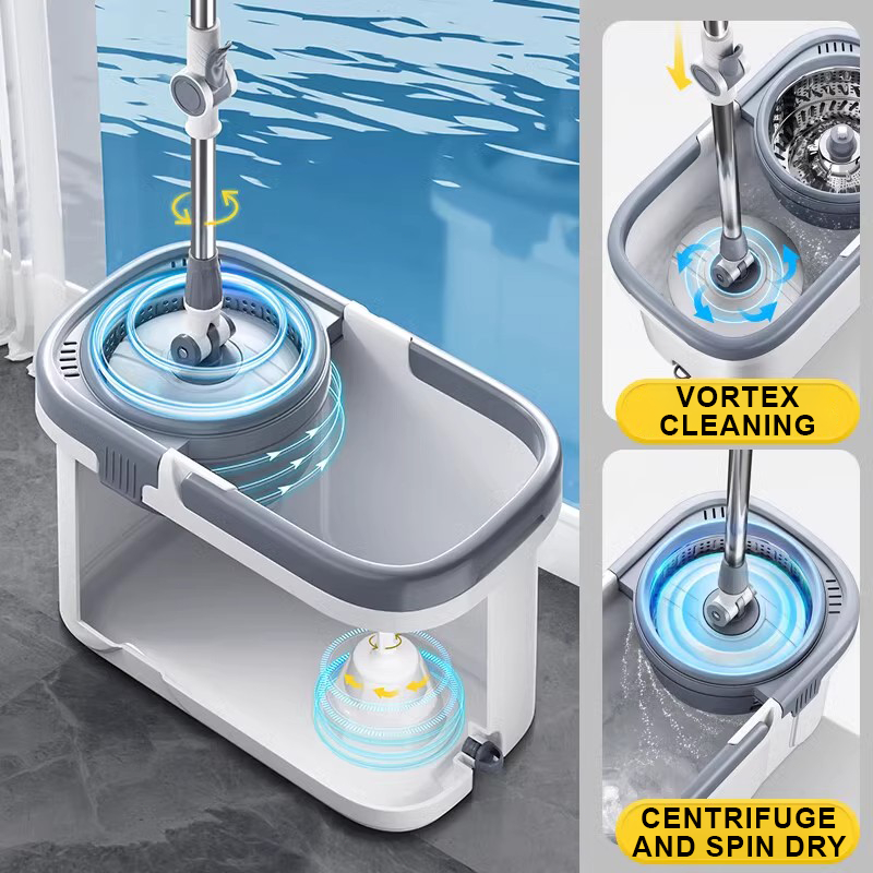 Mop With Spinner Stainless Steel Basket with Drain Cap Tornado Mop ...