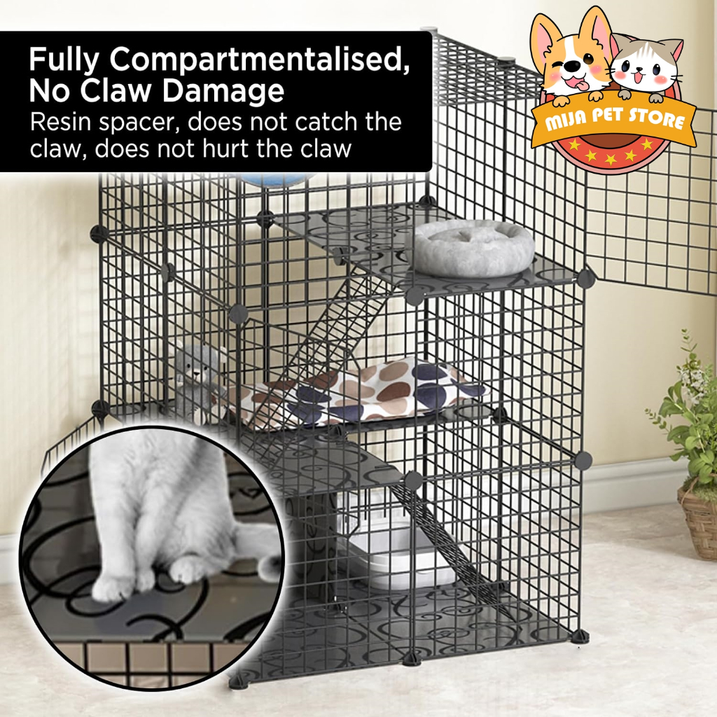 DIY 3 Tier Metal Anti-rust Cat Cage Stackable Cat House Cat Cage Foldable Cage Cat House DIY ...