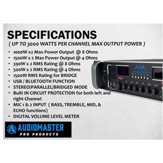 Audiomaster T-3000 Professional Power Amplifier Stereo Karaoke ...
