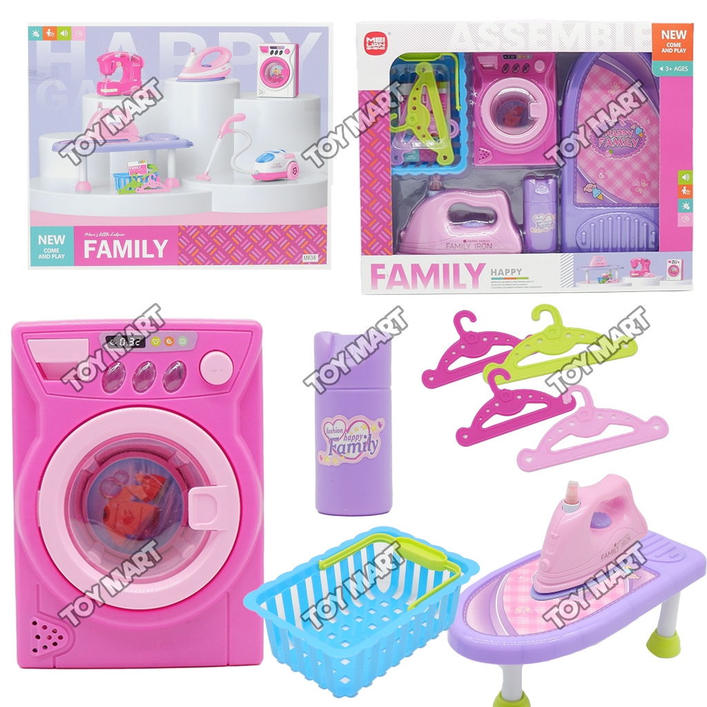 Toy Washing Machine Set - Mini Appliance with Hangers and Flat Iron ...