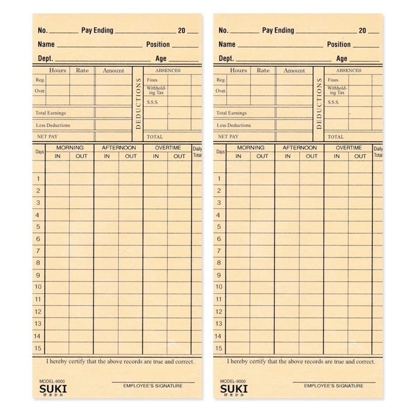 JHG Vanda DTR time card 20pieces | Shopee Philippines