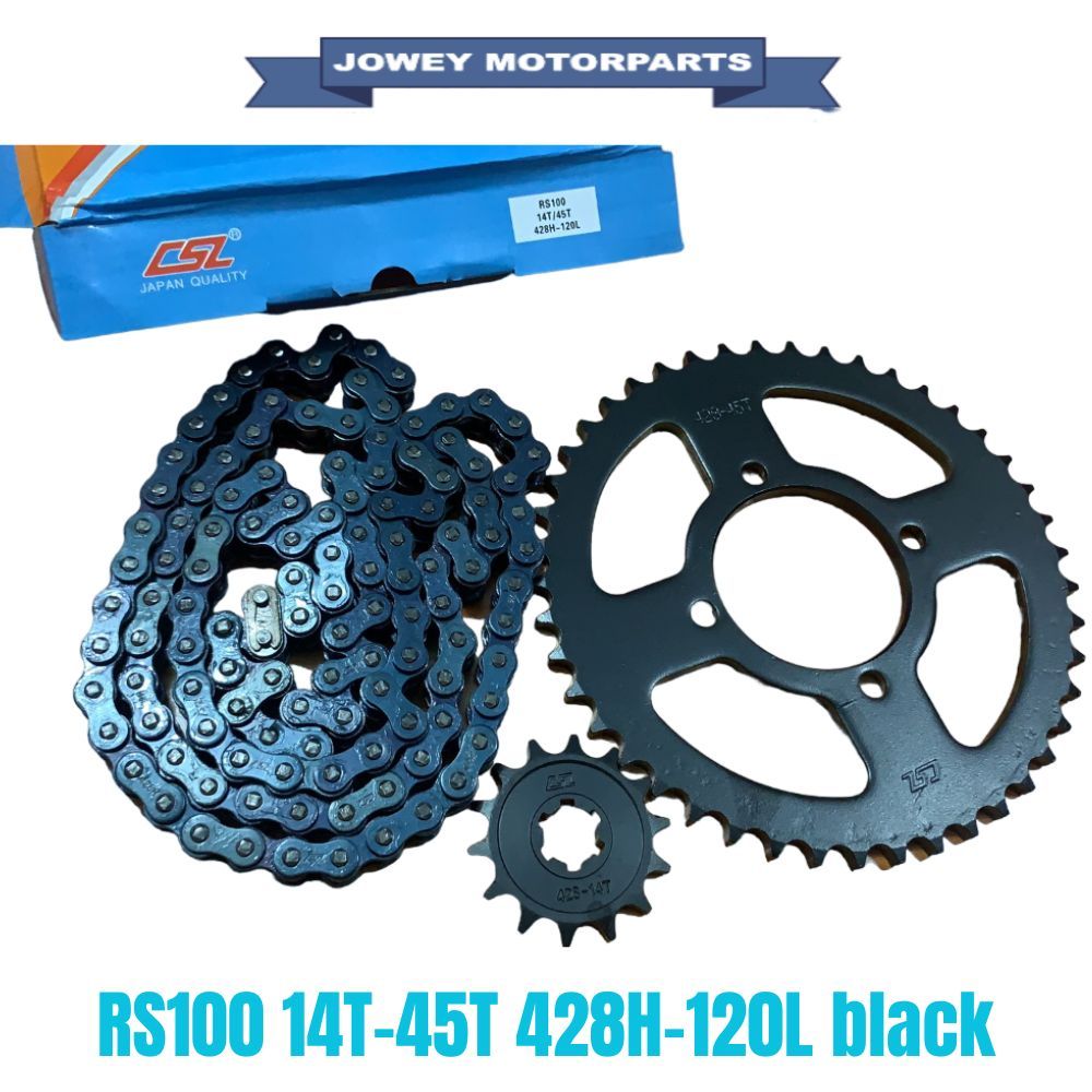 cSL CHAIN SET RS100 (14T/45T) 428H-120L (GOLD/BLACK) JAPAN QUALITY ...