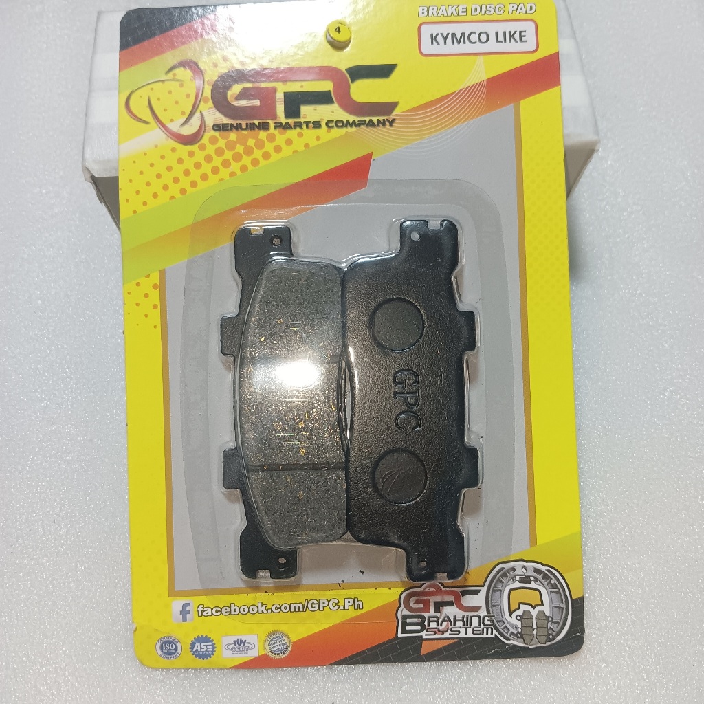 GPC Brake Pads for Kymco Like 150, 150i Rear brakes, Kymco Racing 150 ...