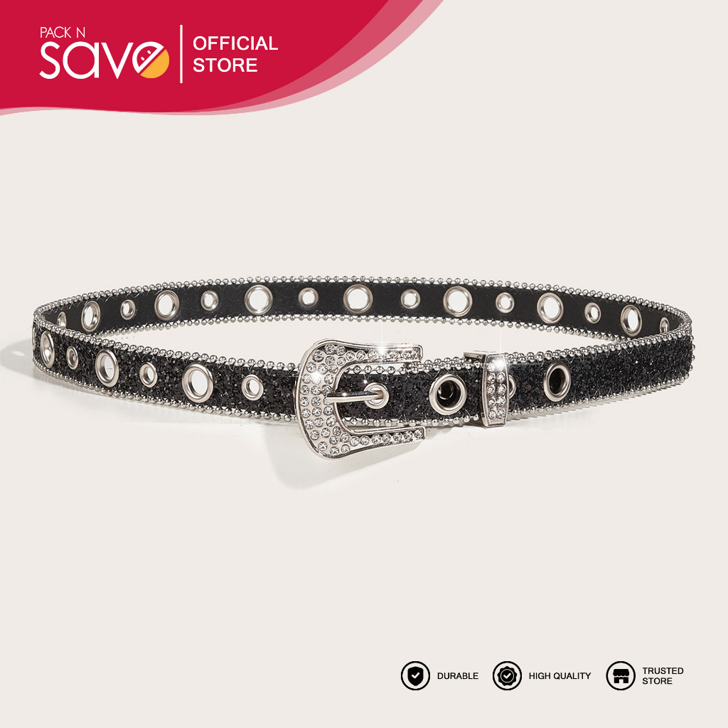 PNS COD Shinning Rhinestone Belts Women PU Leather Western Y2K Girls ...