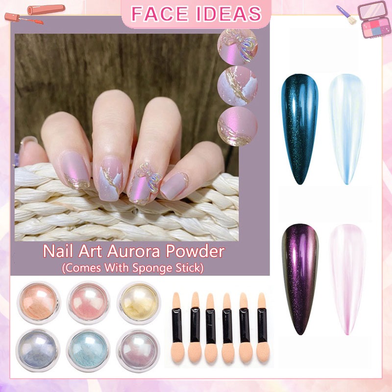 Nail Art Aurora Pink Fairy Moonlight Powder 6 Colors Aurora Mirror ...