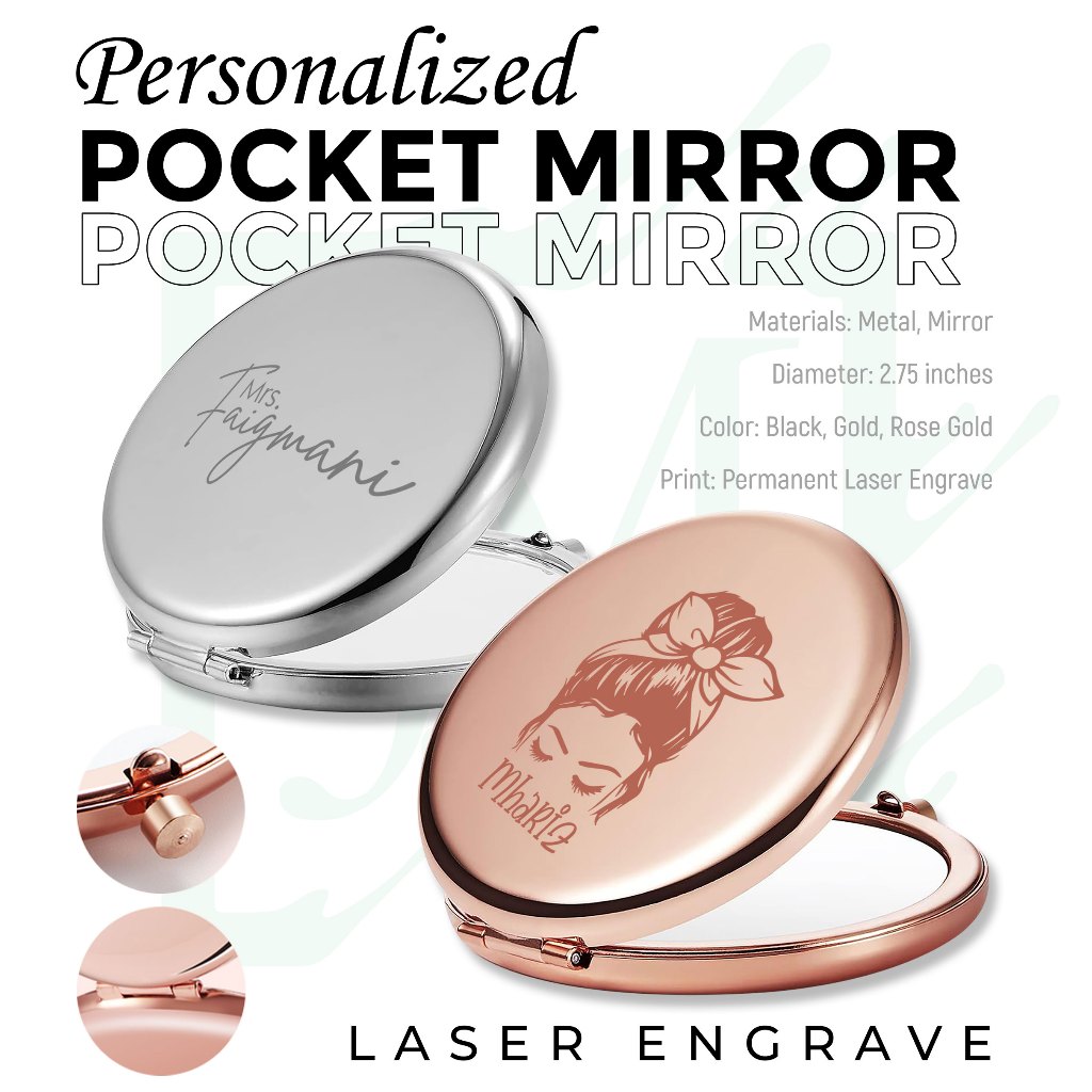 Personalized Compact Pocket Mirror with Laser Engraved Name: Perfect ...
