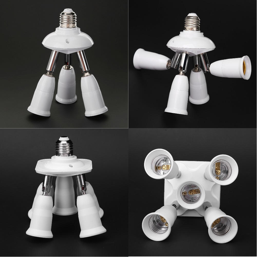 E27 Splitter Heads Adapter Lamp Holder Converter Socket LED Light Lamp ...