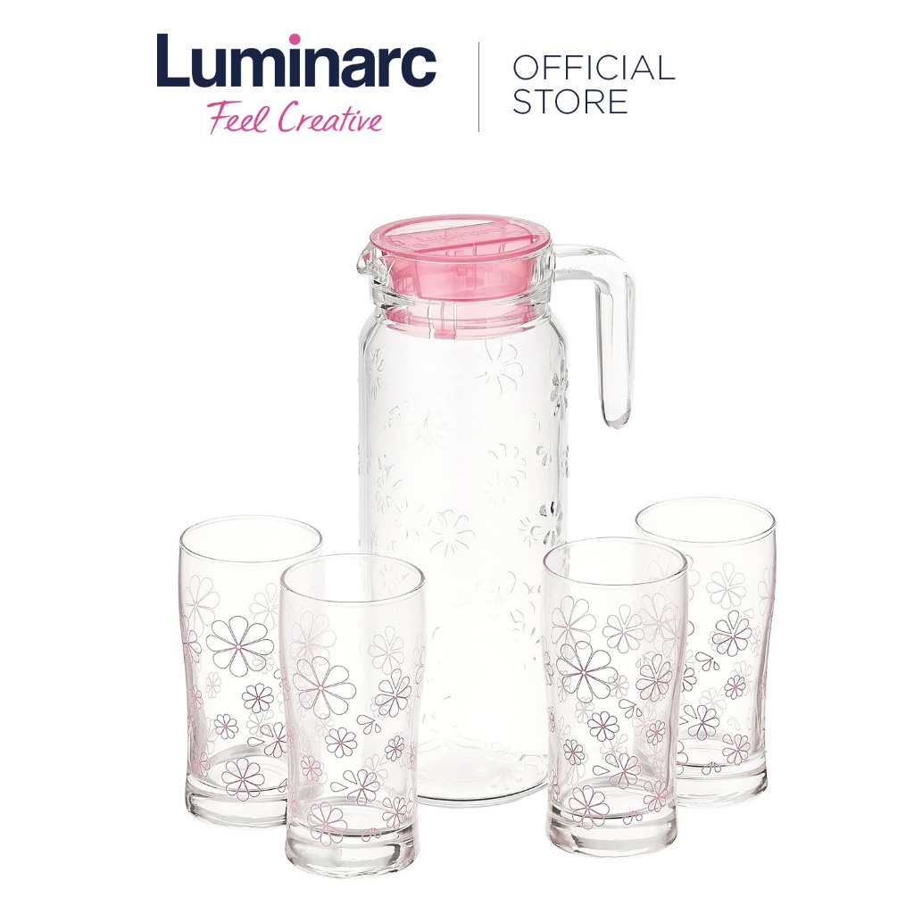 Luminarc Embossment Flower Jug 1.1L Jug Glass Pitcher | Shopee Philippines