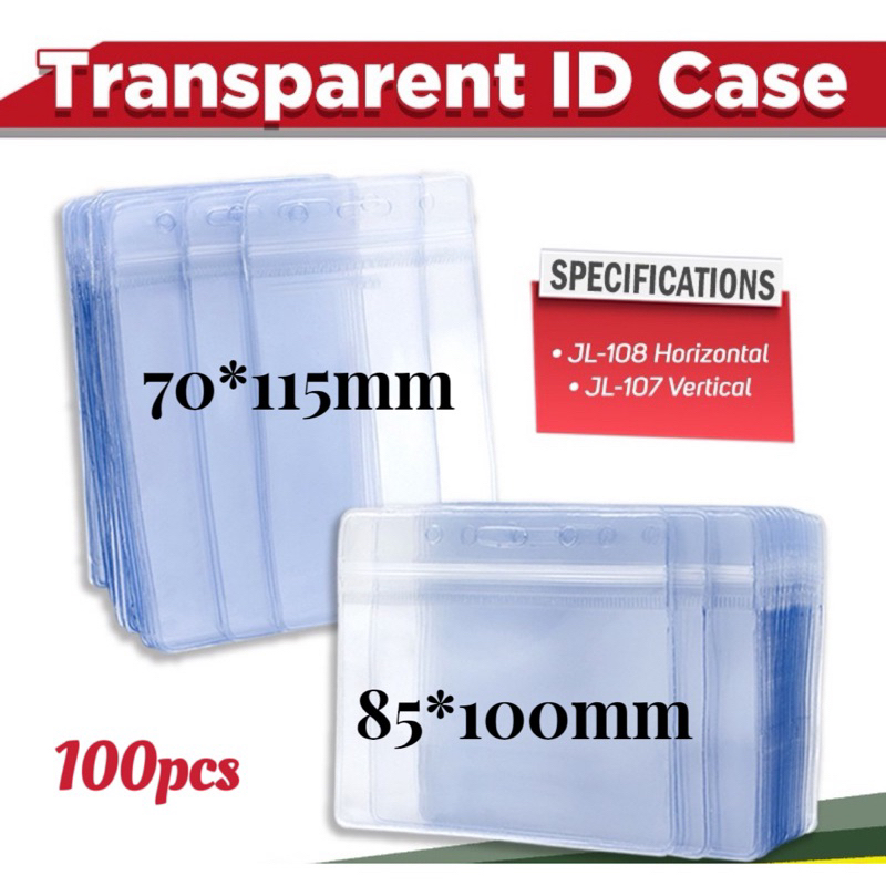 100pcs/set Transparent Plastic ID Holder with Zip Lock Vertical ...