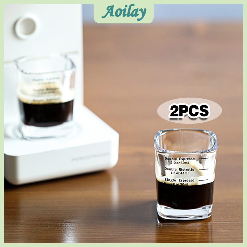 2pcs 60ml 2oz Espresso Shot Glass Cup Glass Espresso Measuring Cup ...