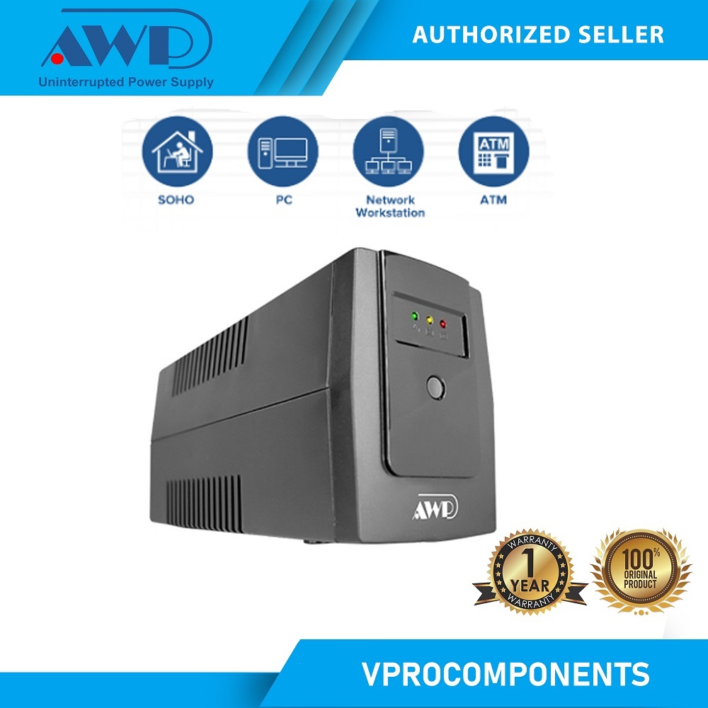 AWP AID1000 Aide 600W-1000VA UPS with AVR Uninterruptible Power Supply | Shopee Philippines