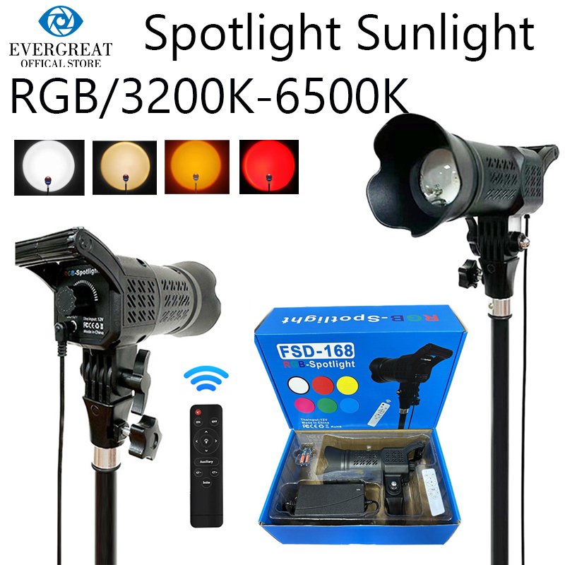 FSD-168 24W RGB Spotlight Lights Color Studio Lens Zoom Continuous ...