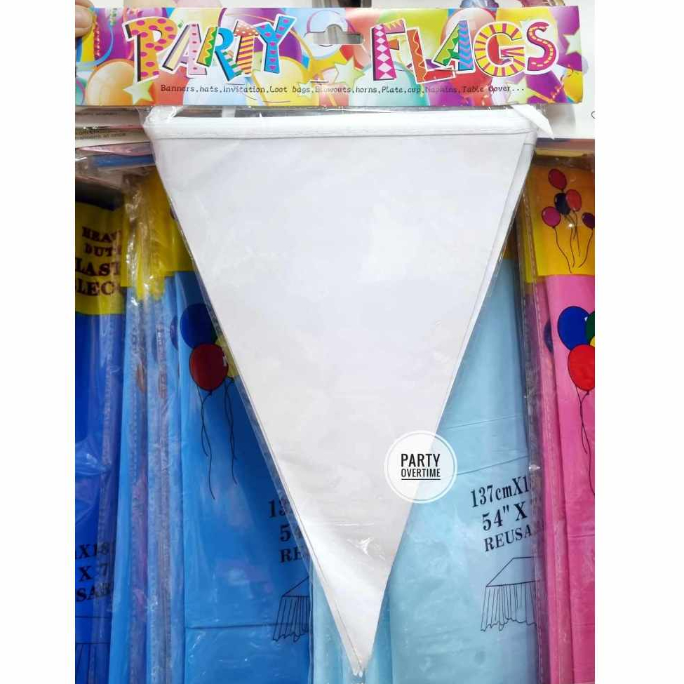 White Party Banderitas Triangle Flag Banner Birthday Christening Reveal ...