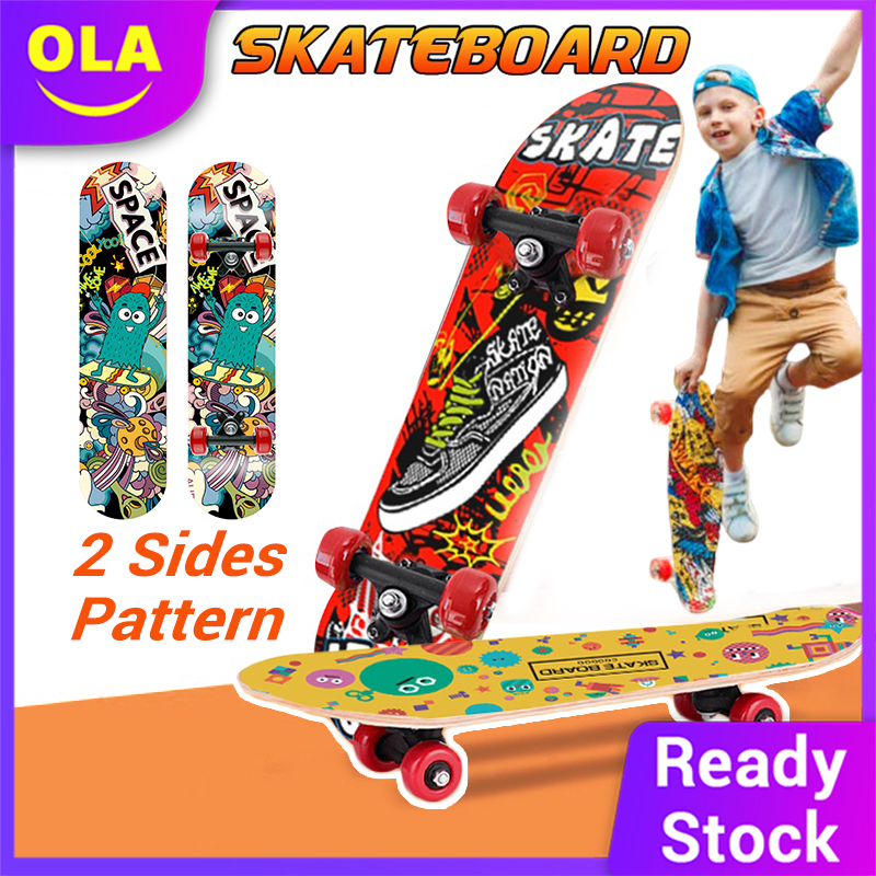 Skateboard for Kid Beginners Children Adult Double Pattern Short Board ...