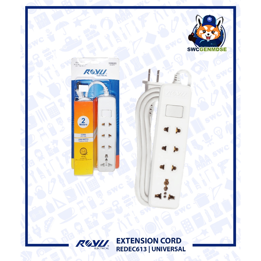 Original ROYU Universal Extension Cord with 1 Main Switch | REDEC613 ...