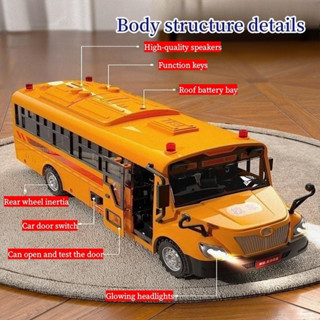 Large School Bus Light Music Car Model Educational Toys for Boys ...