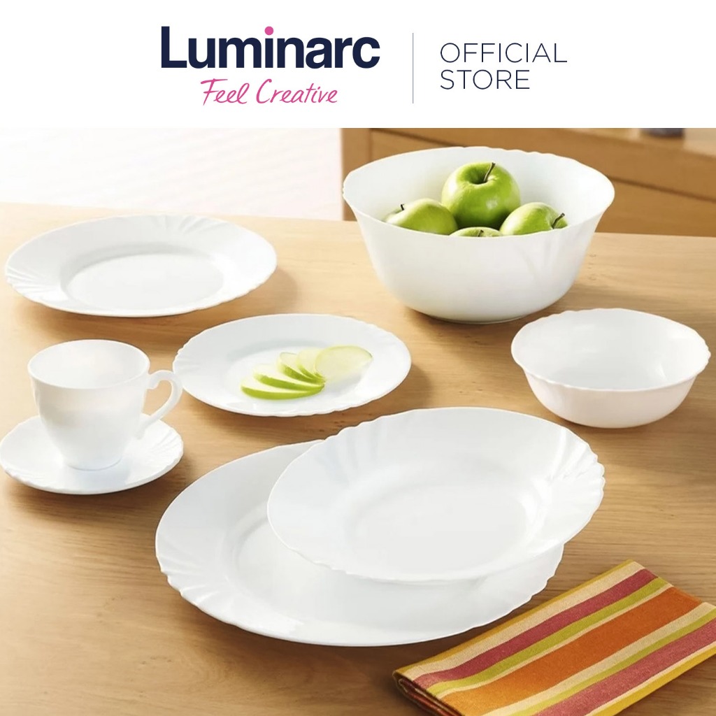 Luminarc Trianon 6pcs Large White Dinner Plates Set 27cm | Shopee ...